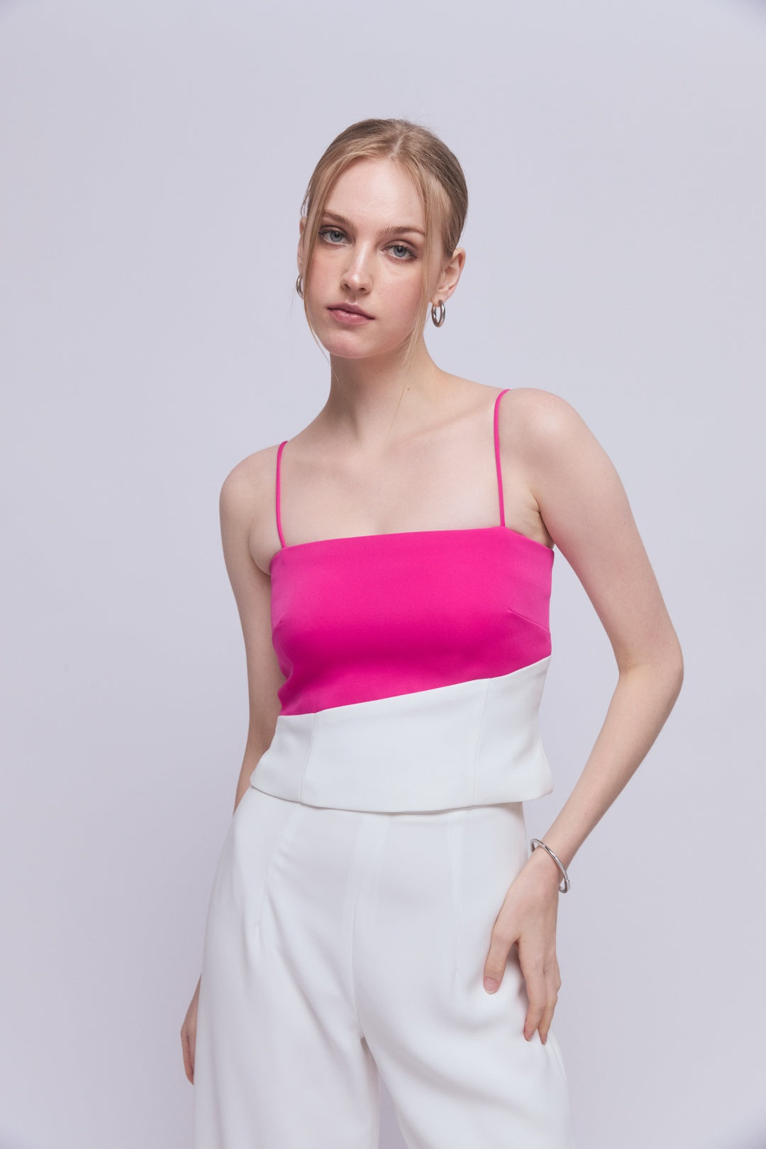 Olesya Crop Top-Contrast Spaghetti Strap,Versatile,Chic Standout Piece ...
